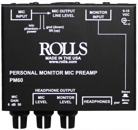 Rolls PM60 Personal Monitor Mic Preamp – Woodsy's Music